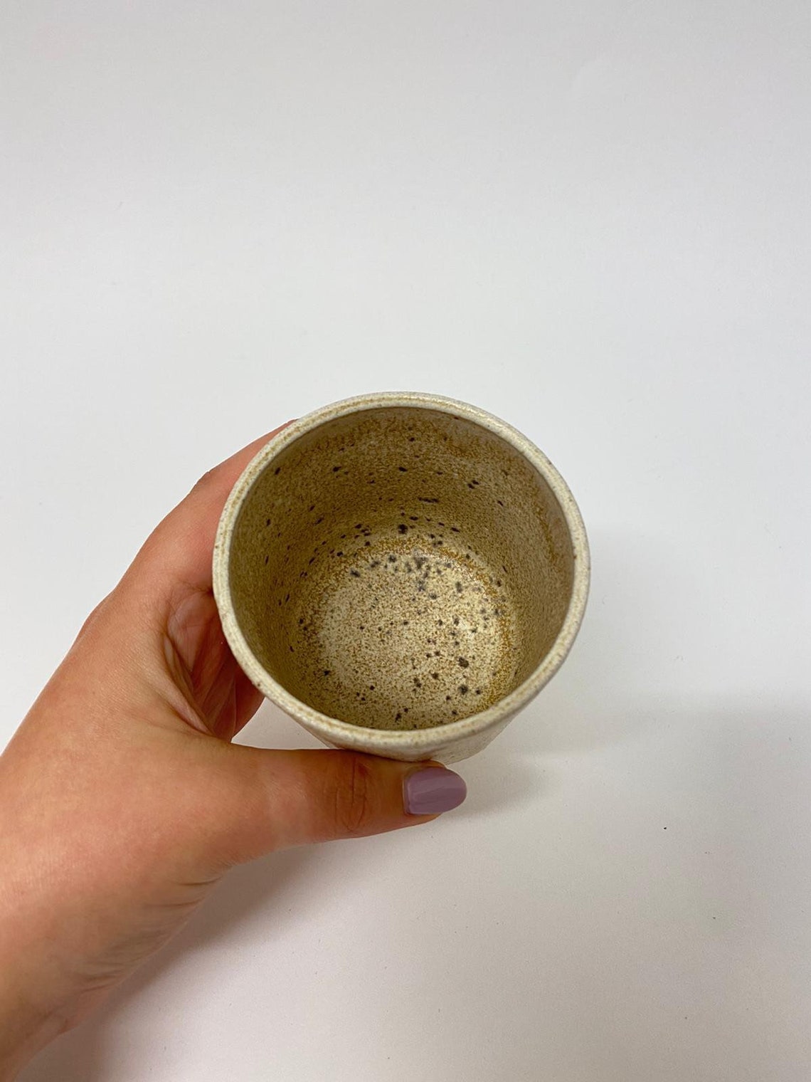 Handmade ceramic beaker Cream glazed cup hand carved clay | Etsy