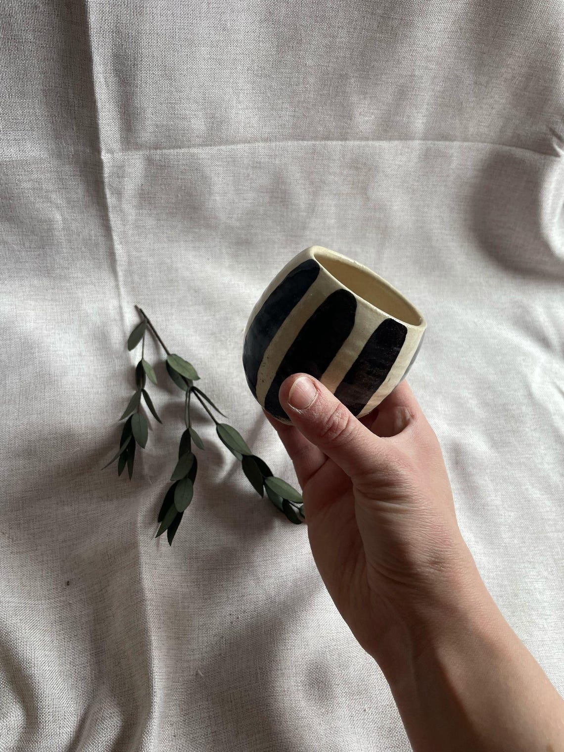 Stripe Mini Salt Pig, Salt Cellar, Rock Salt Container, Handmade ...