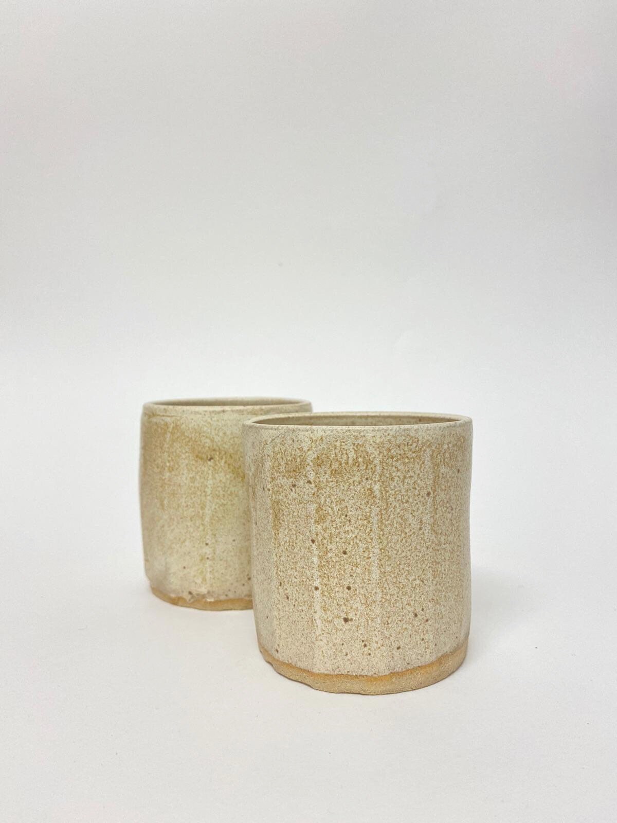 Handmade Ceramic Beaker Cream Glazed Cup Hand Carved Clay - Etsy UK