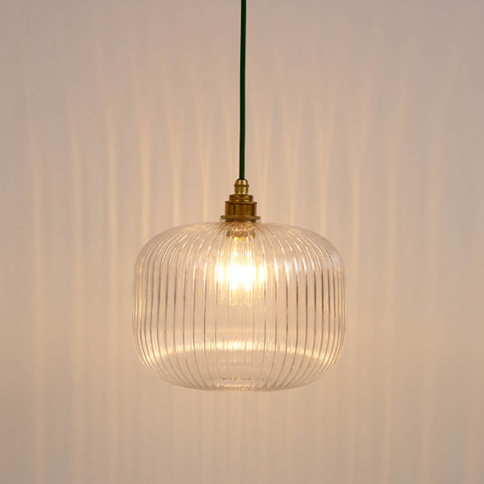 Reeded Glass Pendant Light - Etsy Canada