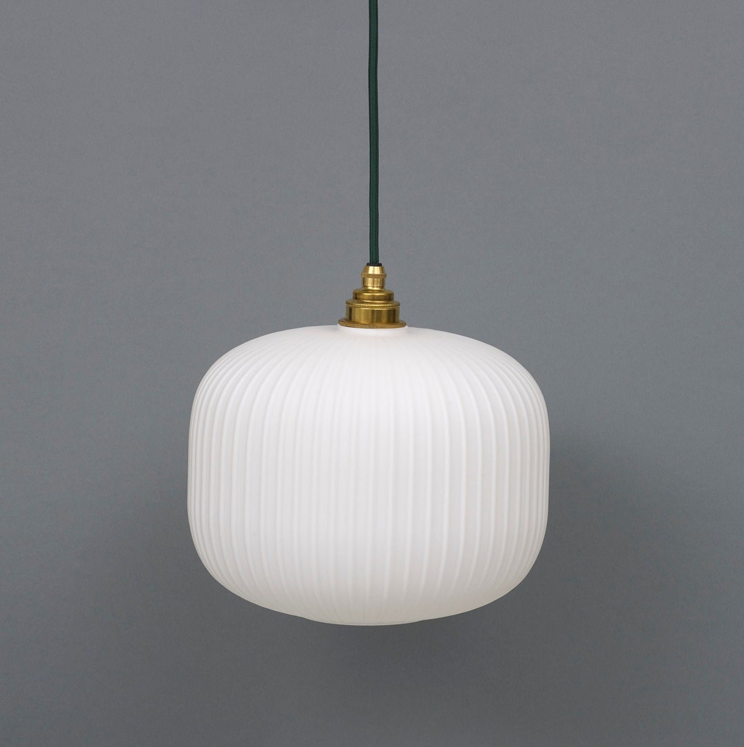 Opal Reeded Glass Pendant Light - Etsy Canada