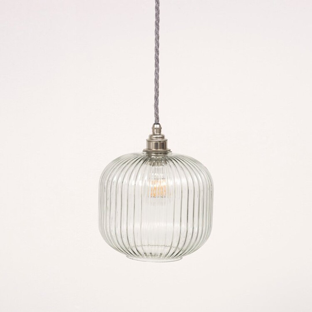 Small Reeded Glass Pendant Light - Etsy