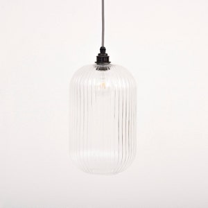 Long Reeded Glass Cylinder Pendant Light - Etsy UK