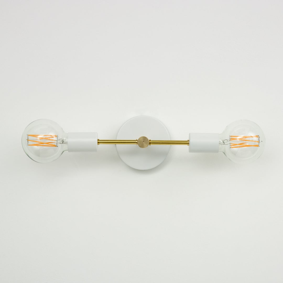 White and Brass Double Arm Wall Sconce - Etsy UK