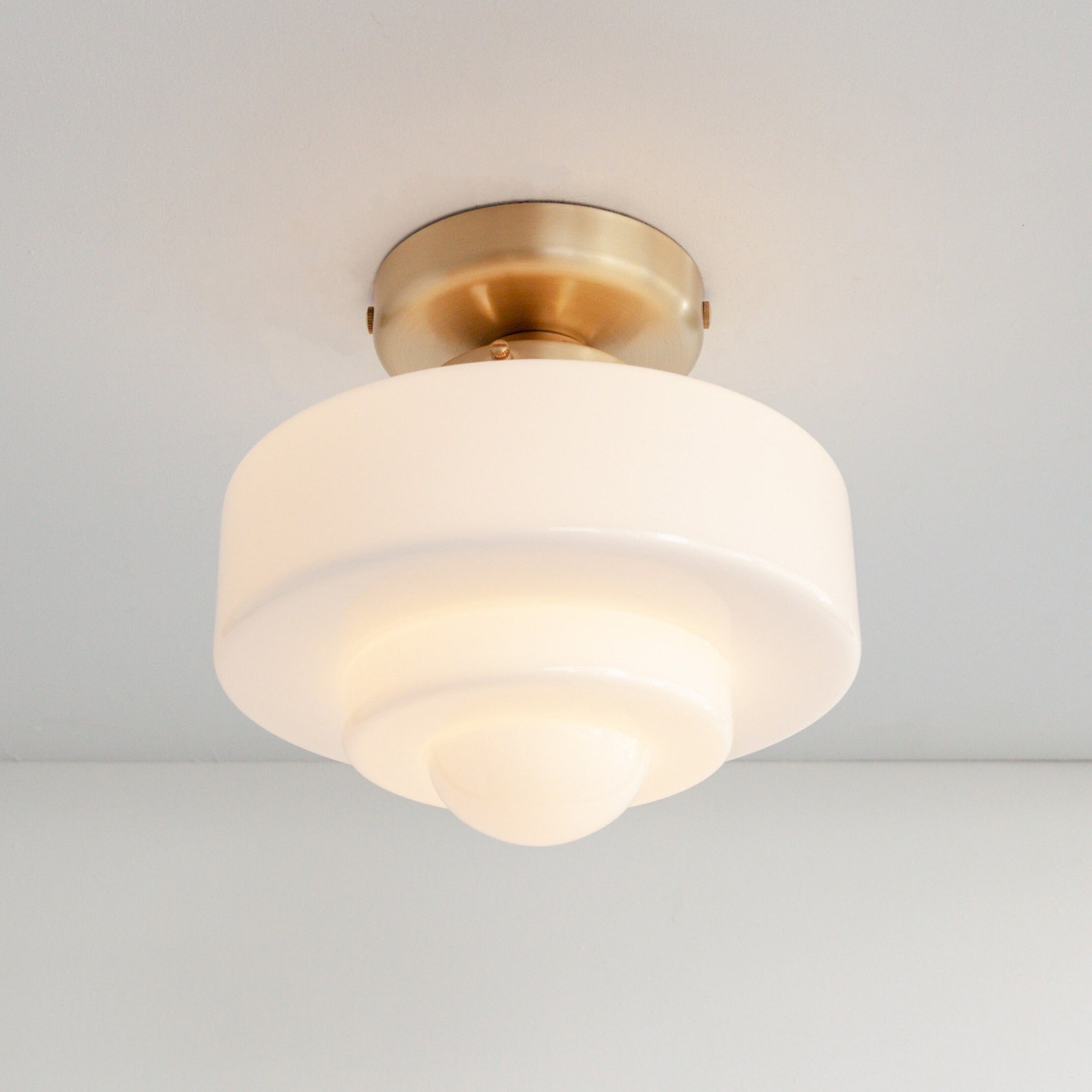 Atlas Opal Glass Flush Ceiling Light | Etsy