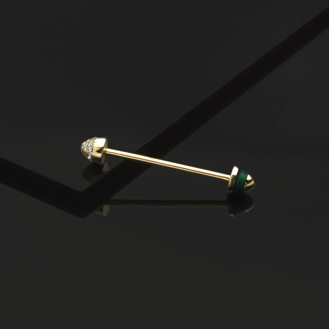 Strip 14k Solid Gold Navel Piercing Jewelry, Minimalist Gold Navel ...