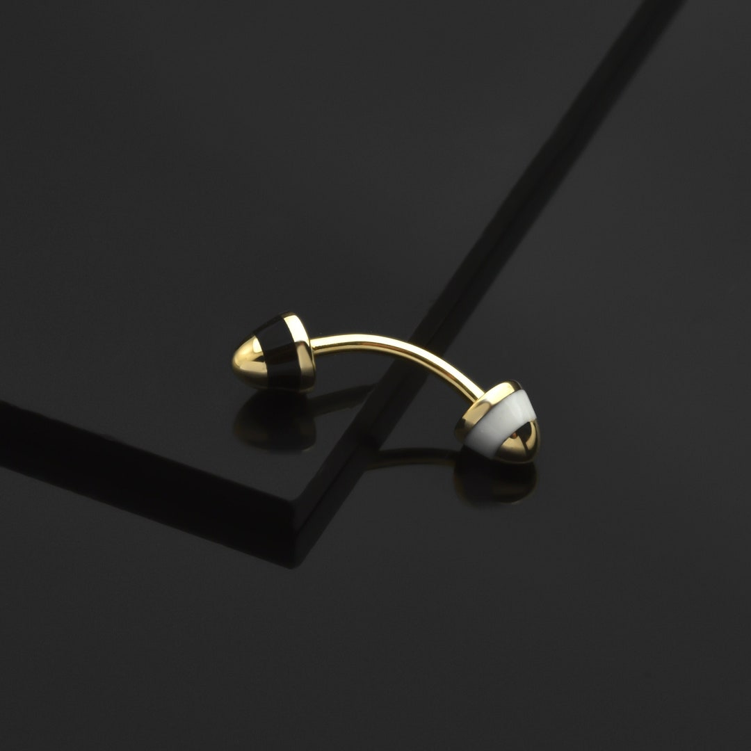 Bullet Enamel 14k Solid Gold Navel Piercing Jewelry, Minimalist Gold ...