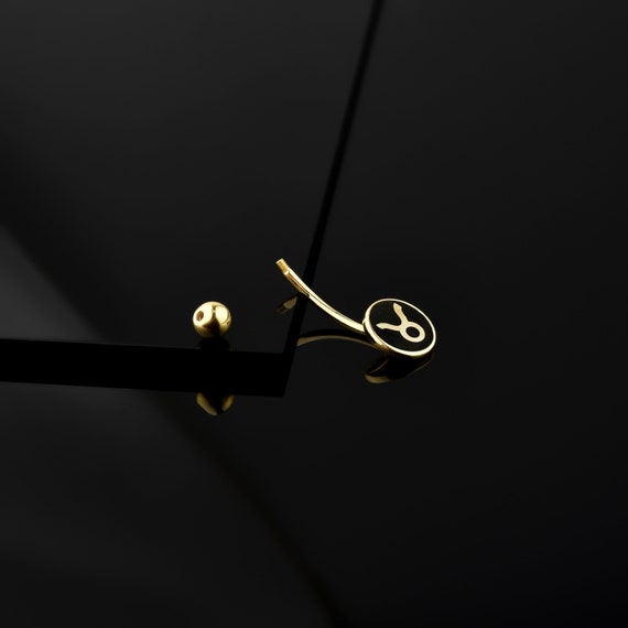 Taurus Icon 14k Solid Gold Piercing Navel Piercing Female - Etsy