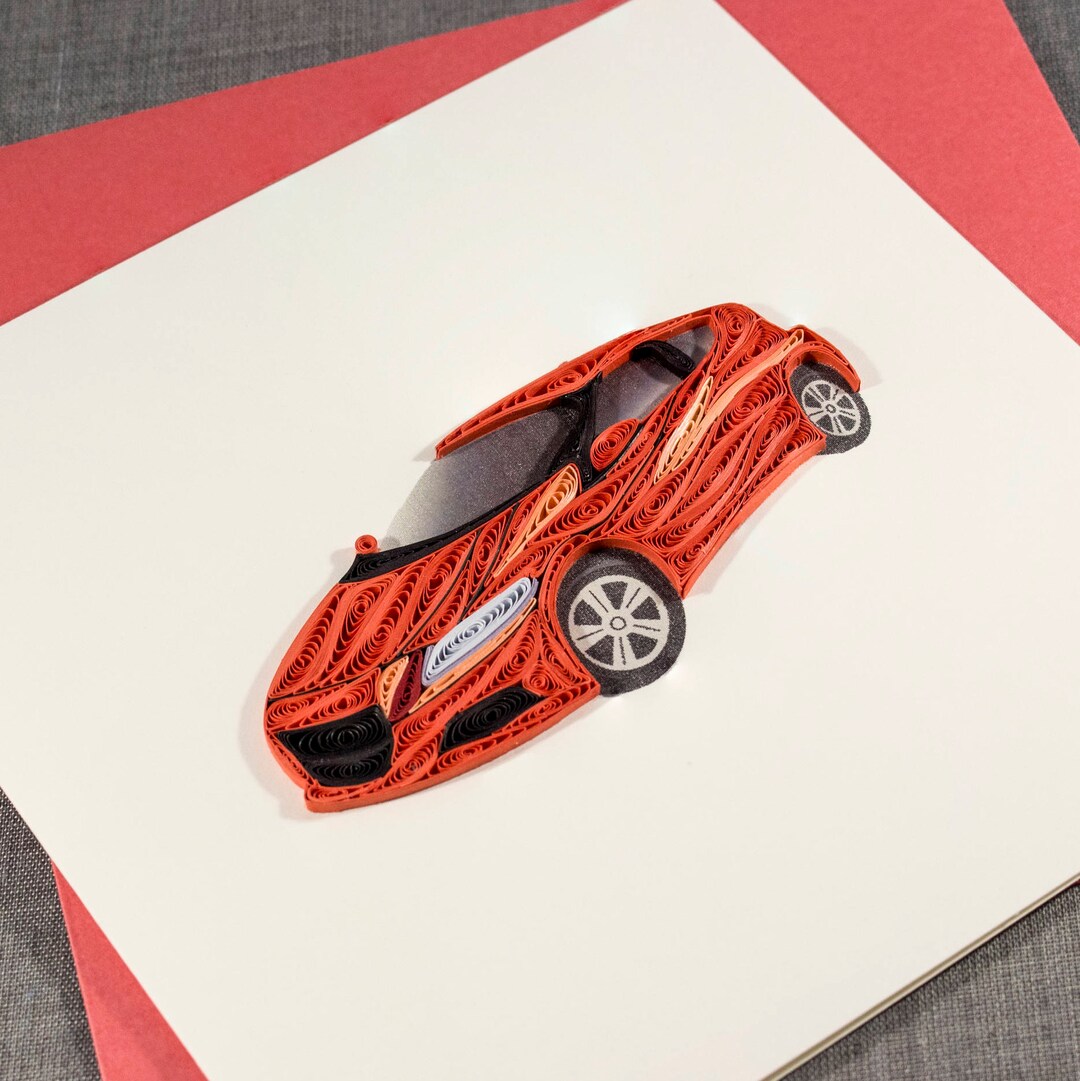 3D Blank Quilled Card Happy Birthday Car Quilling Card - Etsy