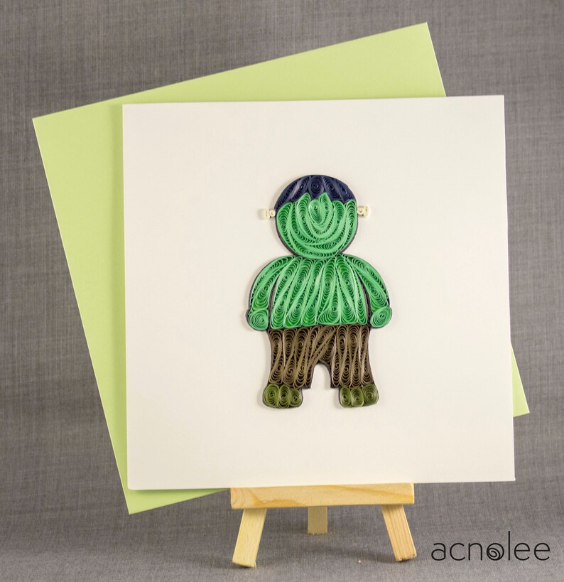 3D Handmade Halloween Card Blank Quilled Frankenstein Quilling ...