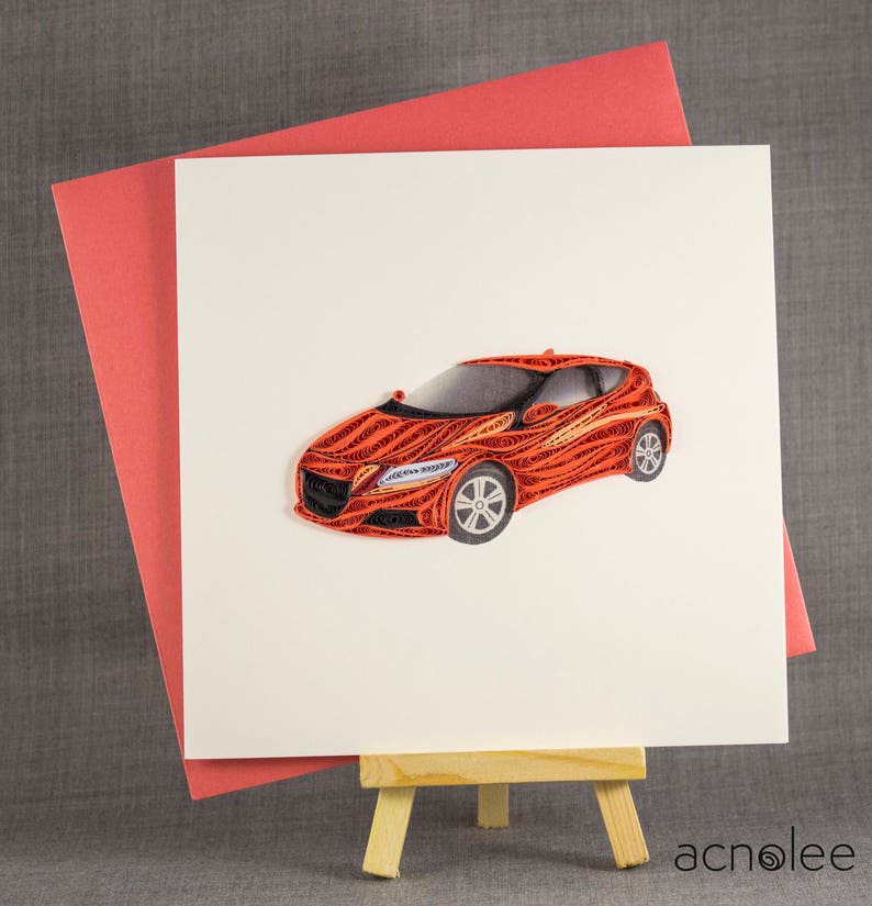 3D Blank Quilled Card Happy Birthday Car Quilling Card - Etsy