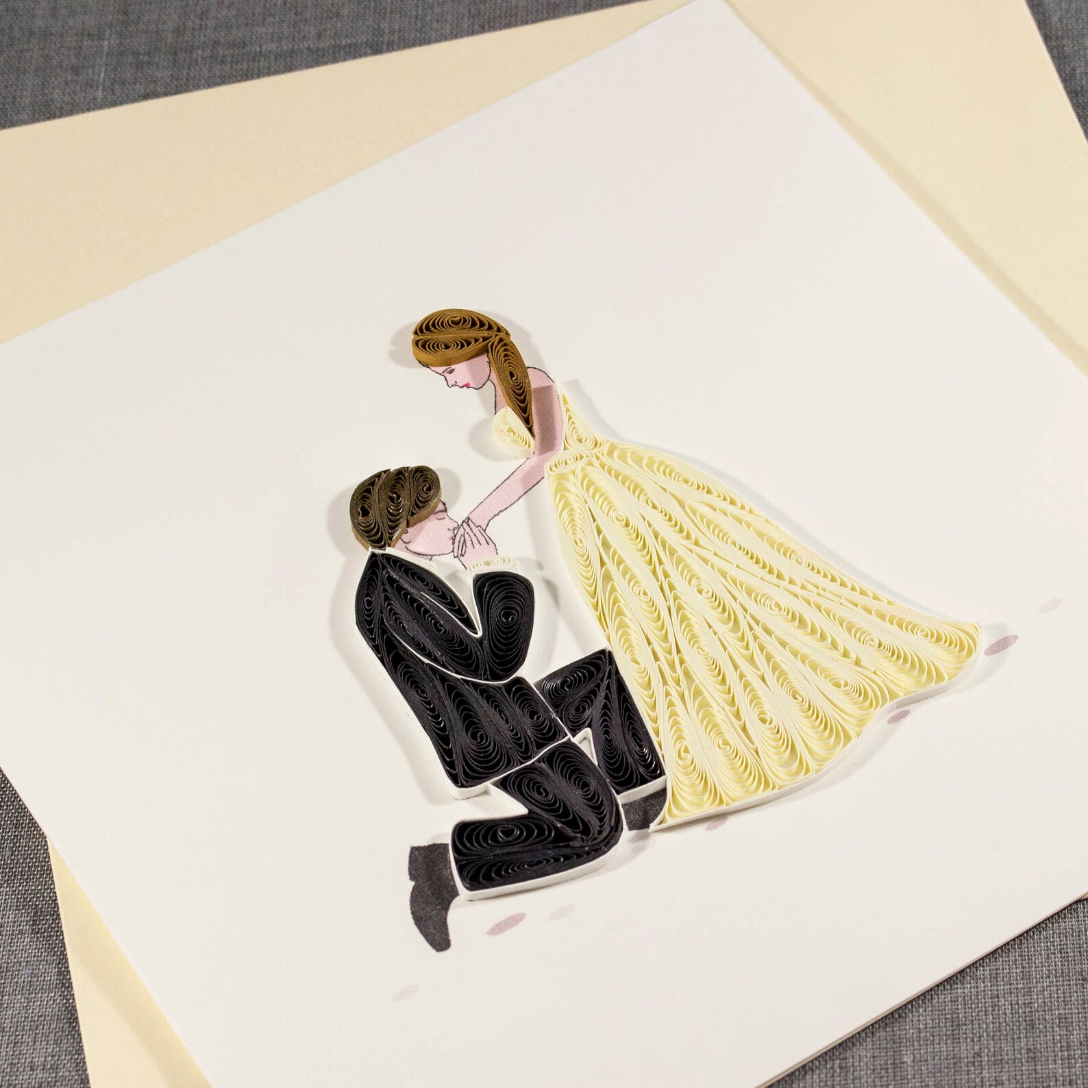 3D Blank Quilled Wedding Card Bride Groom Congratulations Quilling Card ...