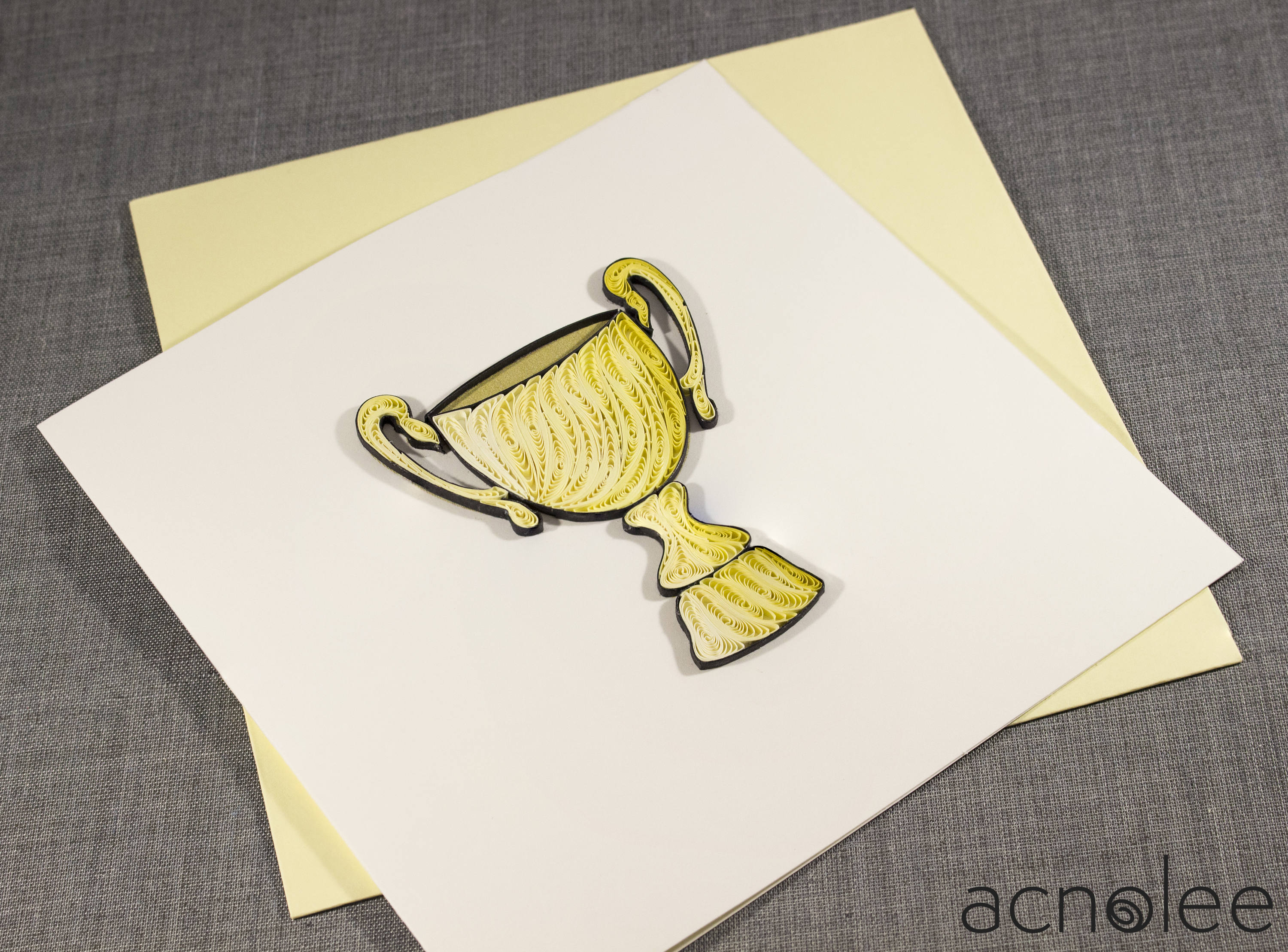 3D Blank Quilled Trophy Congrats Card Congratulations Quilling Card ...