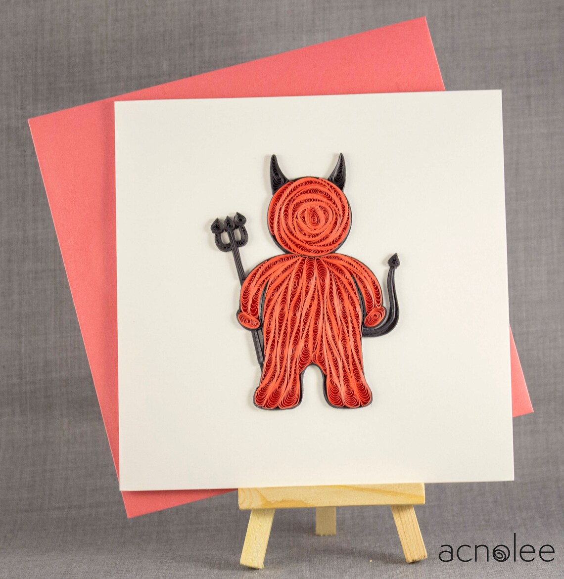 3D Handmade Halloween Card Blank Quilled Devil Quilling Halloween Card ...