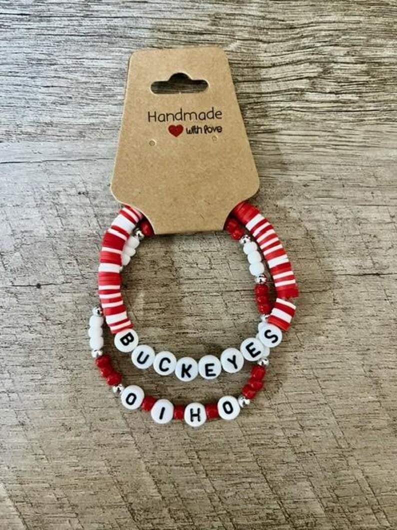 Ohio State, OSU, Go Buckeyes, Beaded Bracelets, Sold as a Set - Etsy