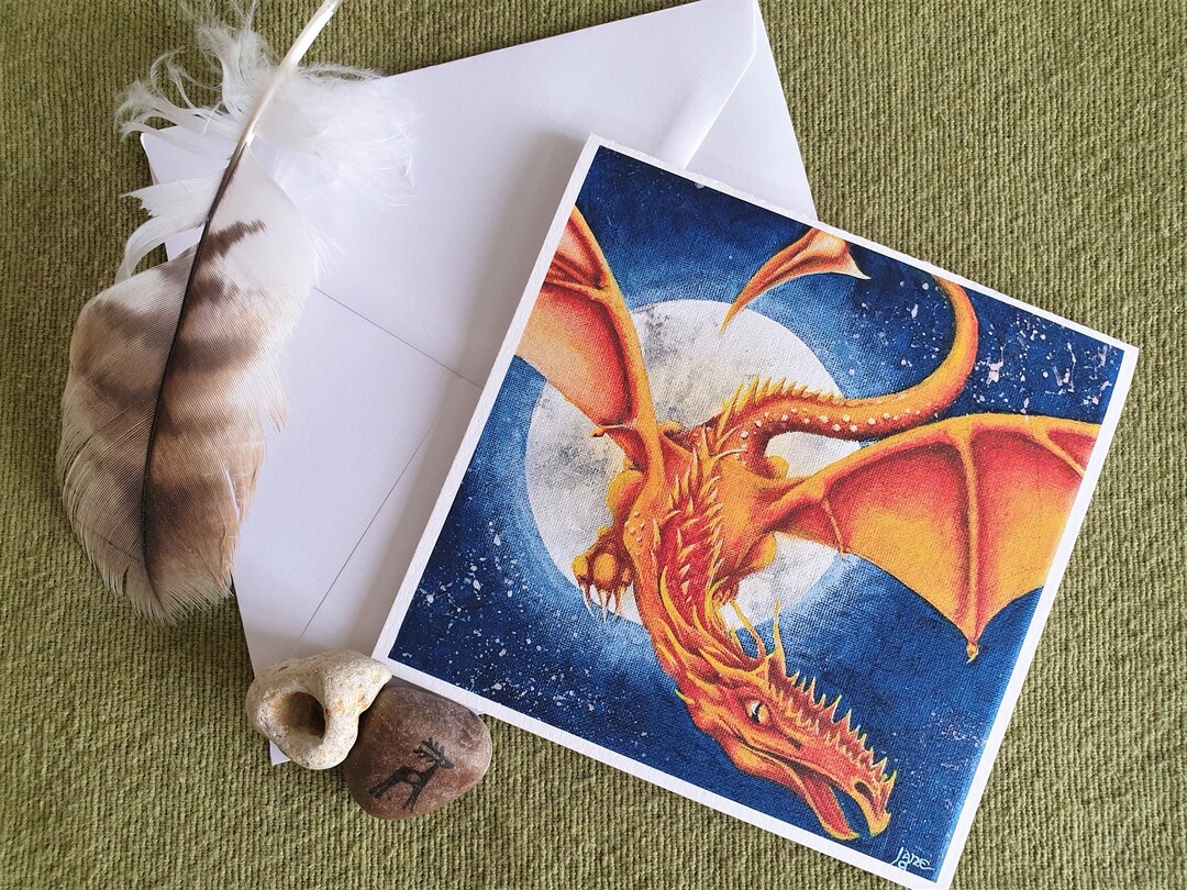 A Magical Golden Dragon Card Features on This Unique Greetings Card ...