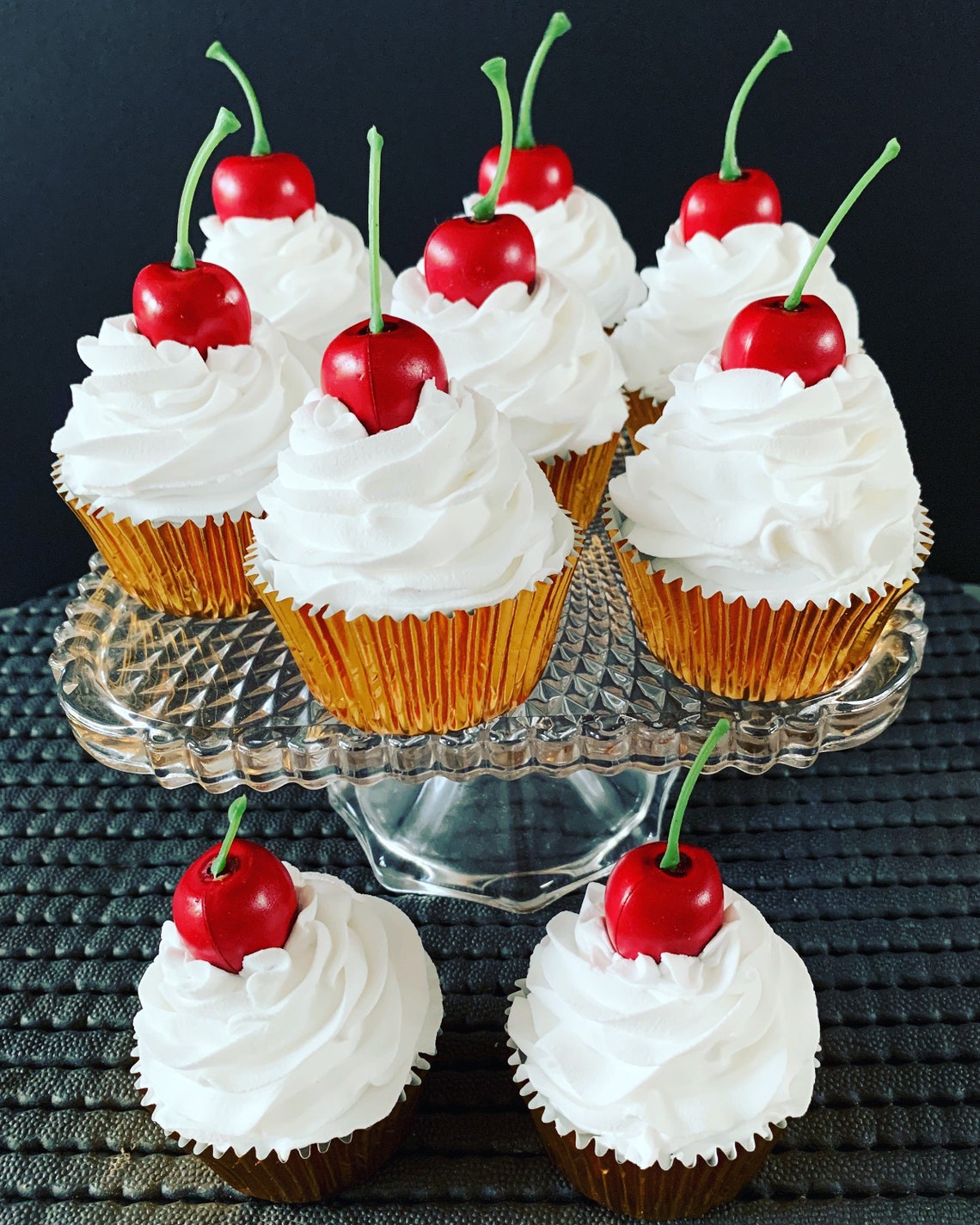 4 X Fake Cupcakes With Cherry on Top Kitchen Cake Stand | Etsy