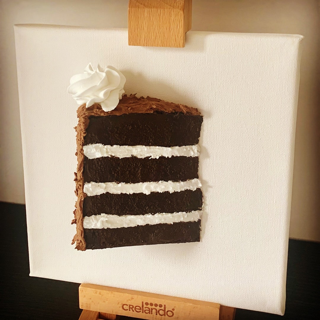 3D 8x8in Chocolate Fudge Cake Slice Canvas Wall Art for Display Decor ...