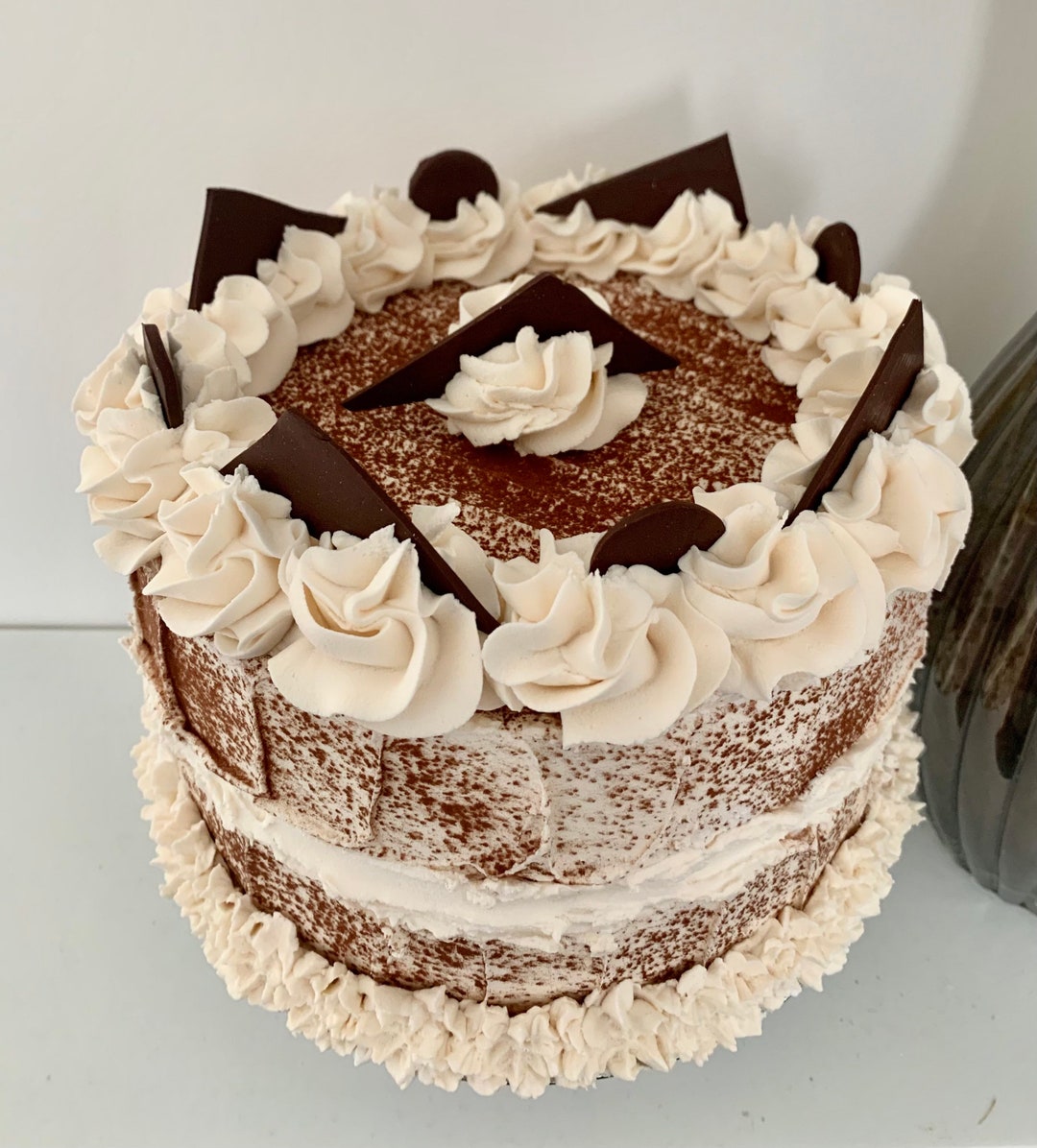 Fake Chocolate Cream Cake Prop Chocolate Buttons Fake Desserts Faux Desserts Fake Food ...