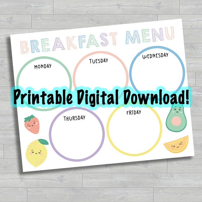 Breakfast Menu - Etsy