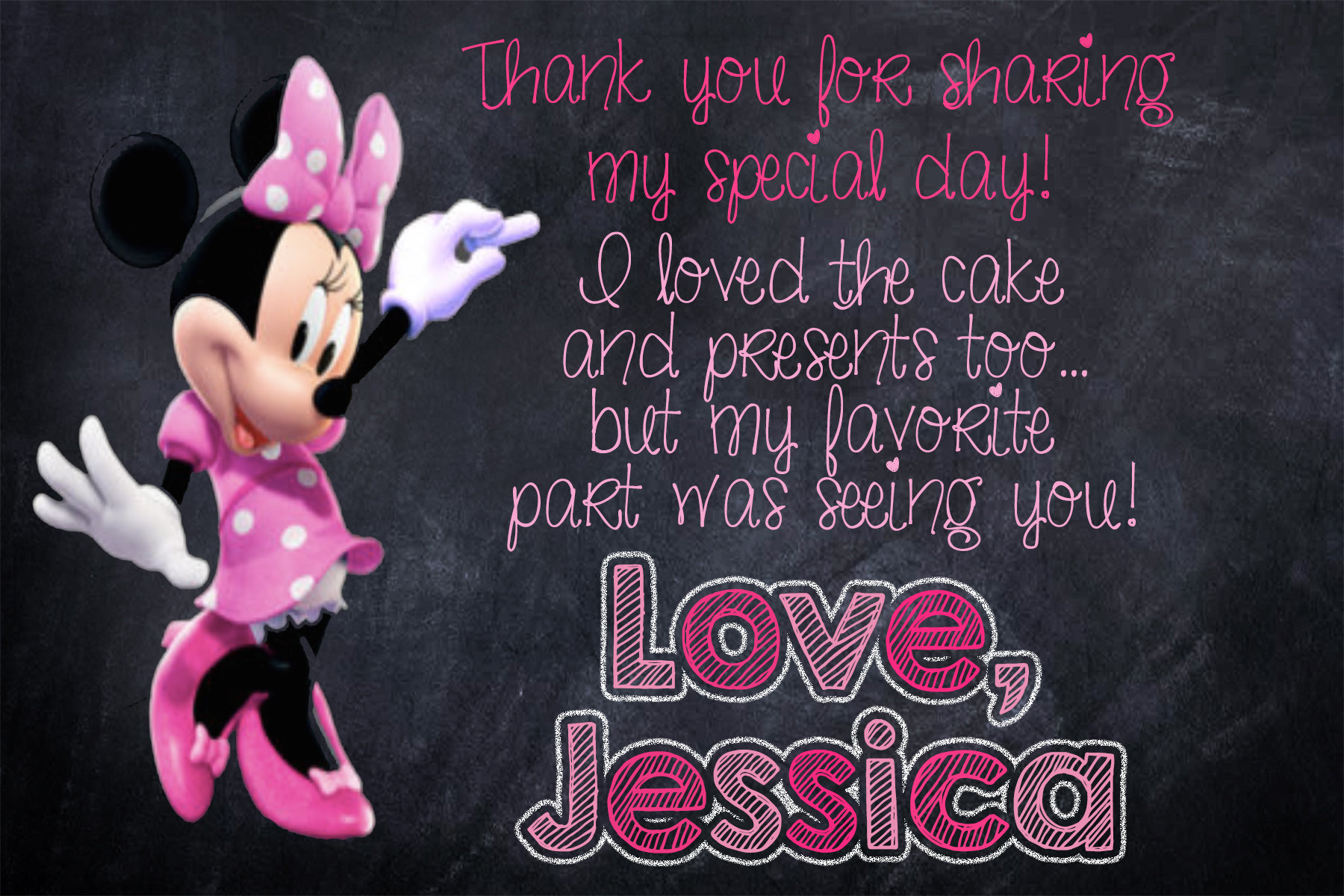 Thank You Card Disney Minnie Mouse 4x6 Digital File DOWNLOAD PDF JPG - Etsy