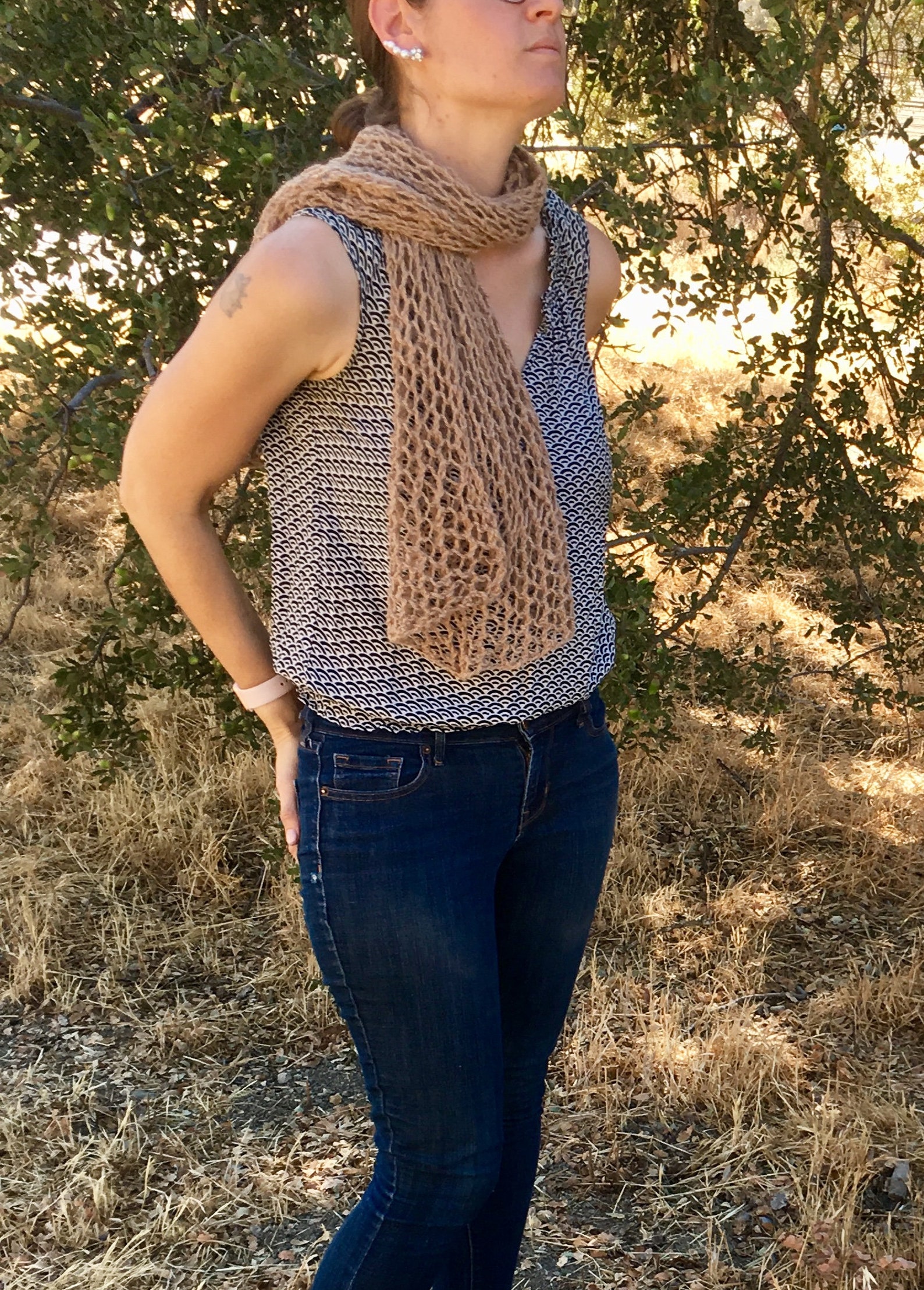 Wrap Hand Spun Hand Knit - 100% Alpaca Wrap Natural Fawn or Tan Color ...