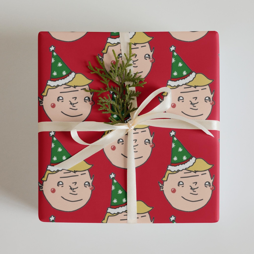 Funny Christmas Wrapping Paper Sheets, Elf Gift Wrap, Rudolph Wrapping ...