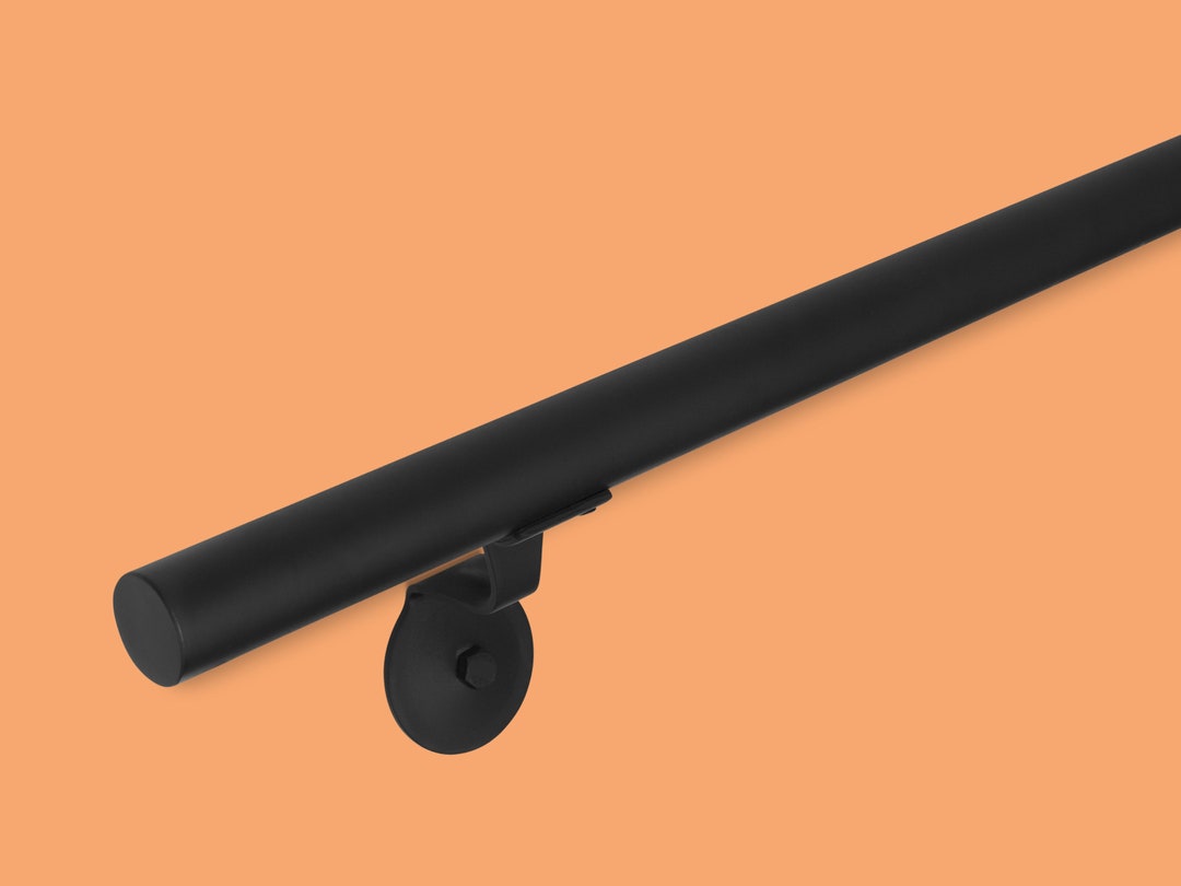 Modern Wrought Iron Handrail, End Wall Mount Steel Hand Rail, Stair ...