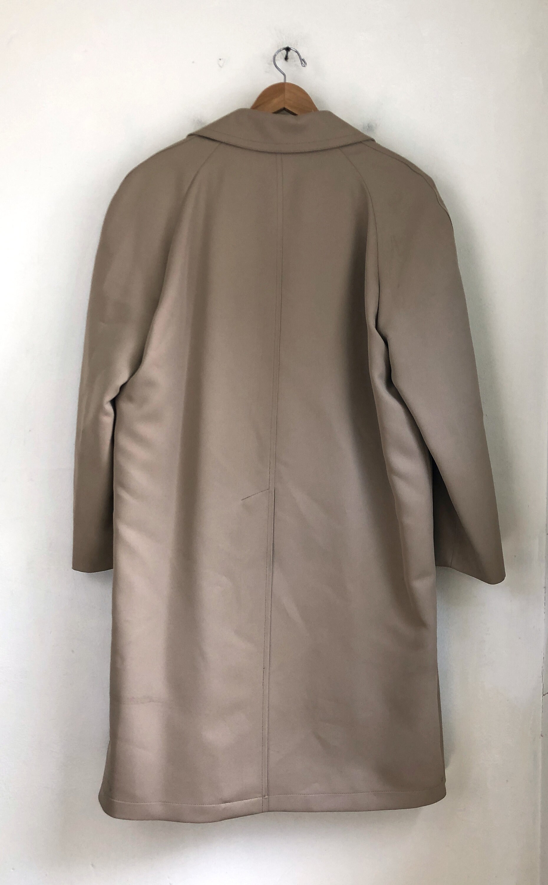 Vintage Mens Khaki Overcoat | 70s Double Poly Knit Coat With Removable ...