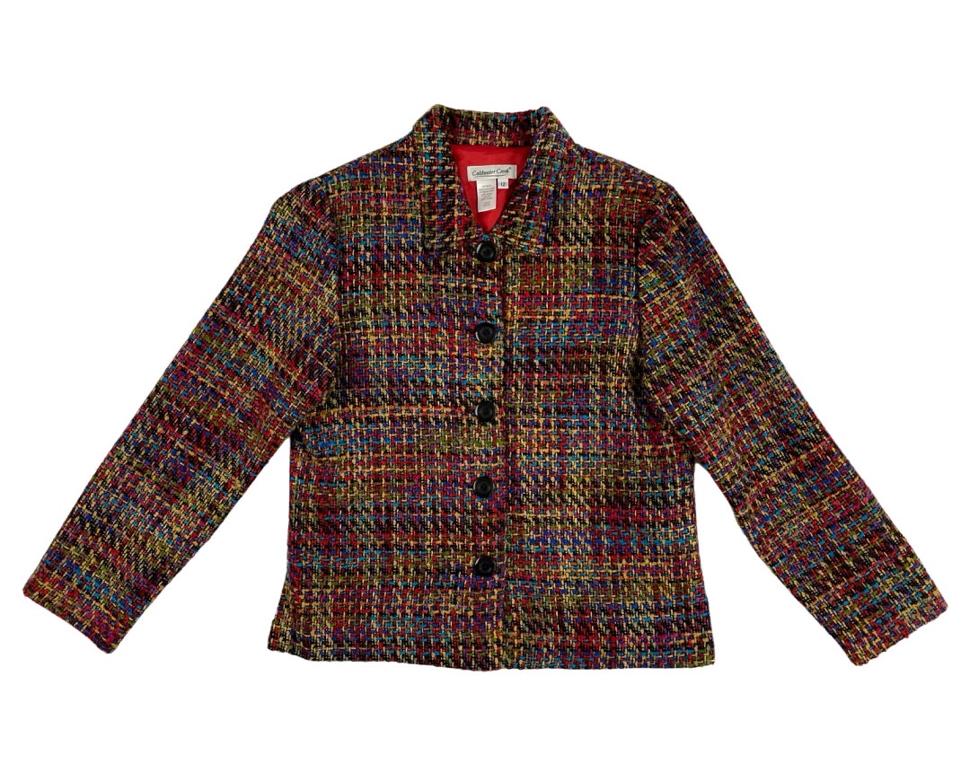 Vintage Rainbow Tweed Blazer 90s/y2k Colorful Woven Acrylic Jacket ...