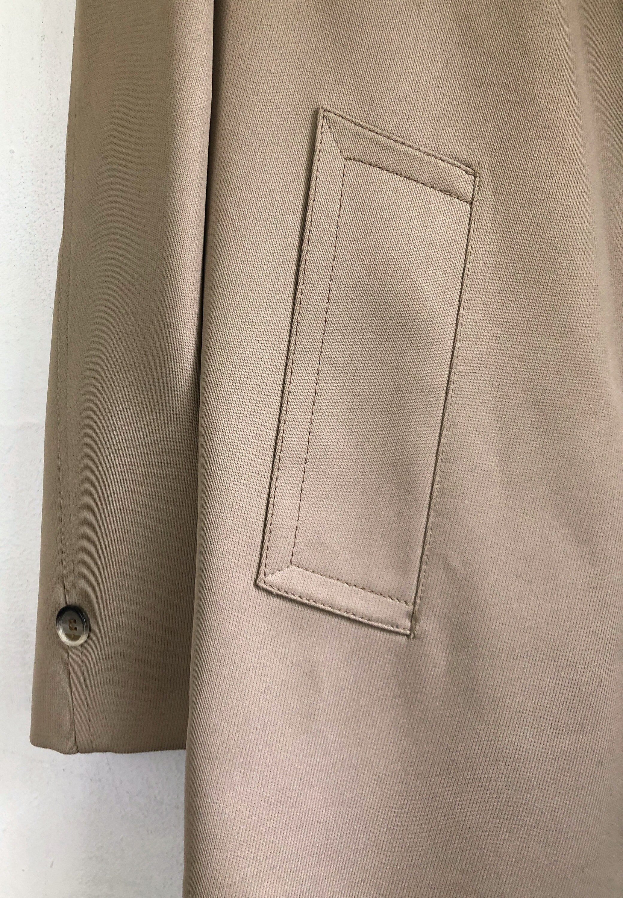 Vintage Mens Khaki Overcoat 70s Double Poly Knit Coat With | Etsy