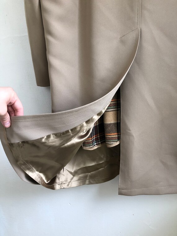 Vintage Mens Khaki Overcoat | 70s Double Poly Knit Co… - Gem