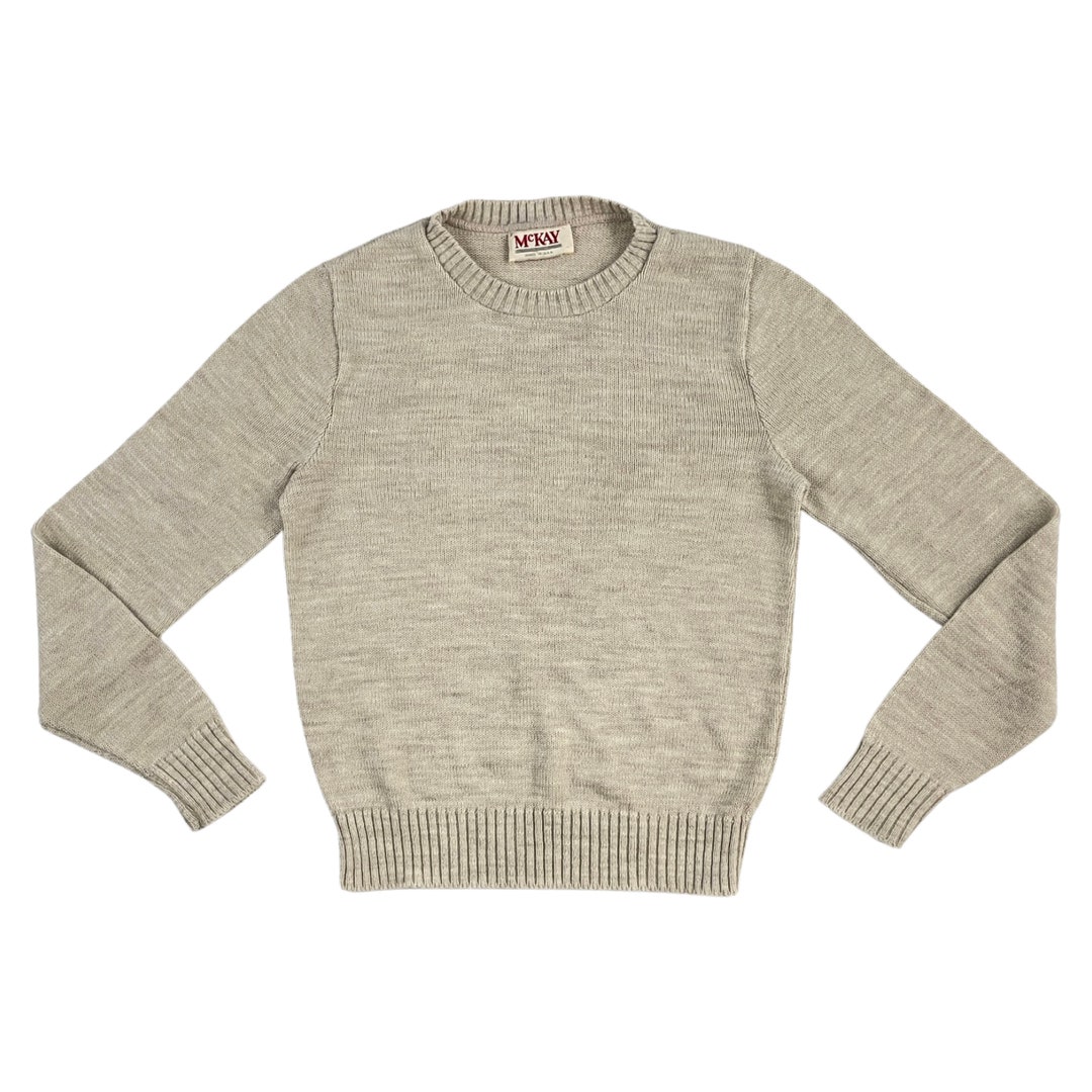 Vintage 1970s Knit Acrylic Sweater Womens Size XS | Heathered Cream ...