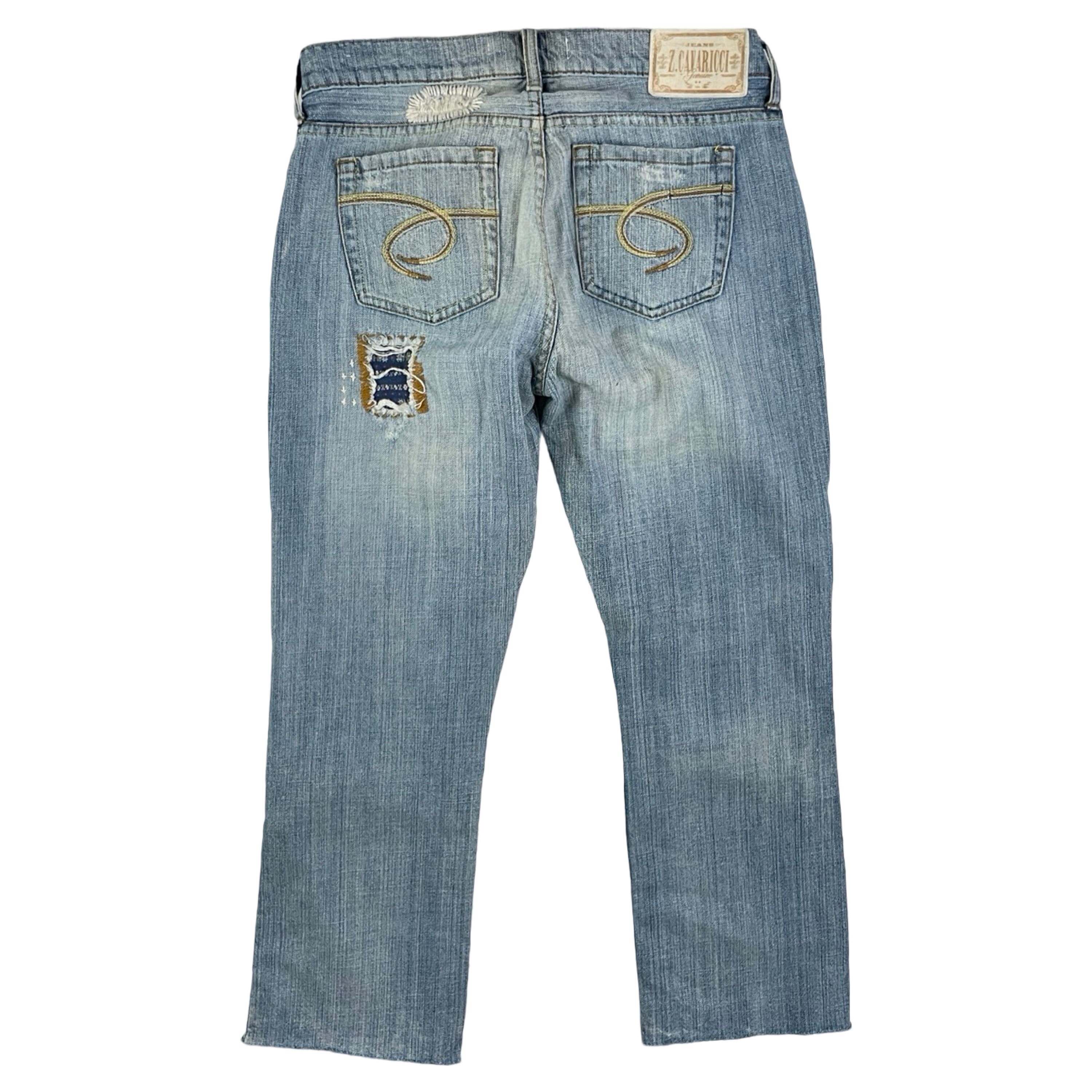 Vintage Z Cavaricci Low Rise Jeans Size S M 31 Waist Y2K Distressed Patchwork Cropped ankle Denim Etsy UK