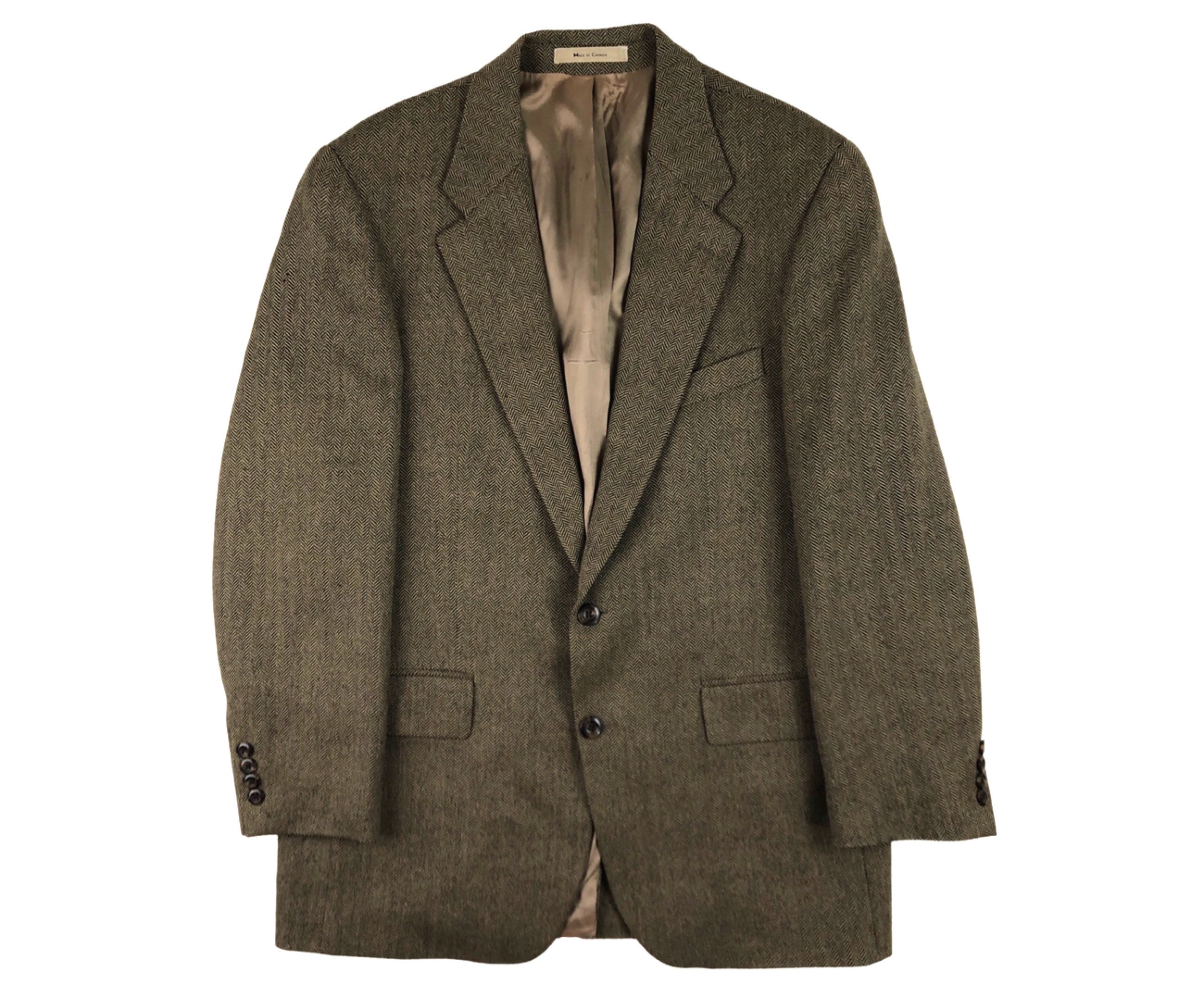 Vintage Ralph Lauren Blazer 90s Brown Tweed Herringbone Wool - Etsy