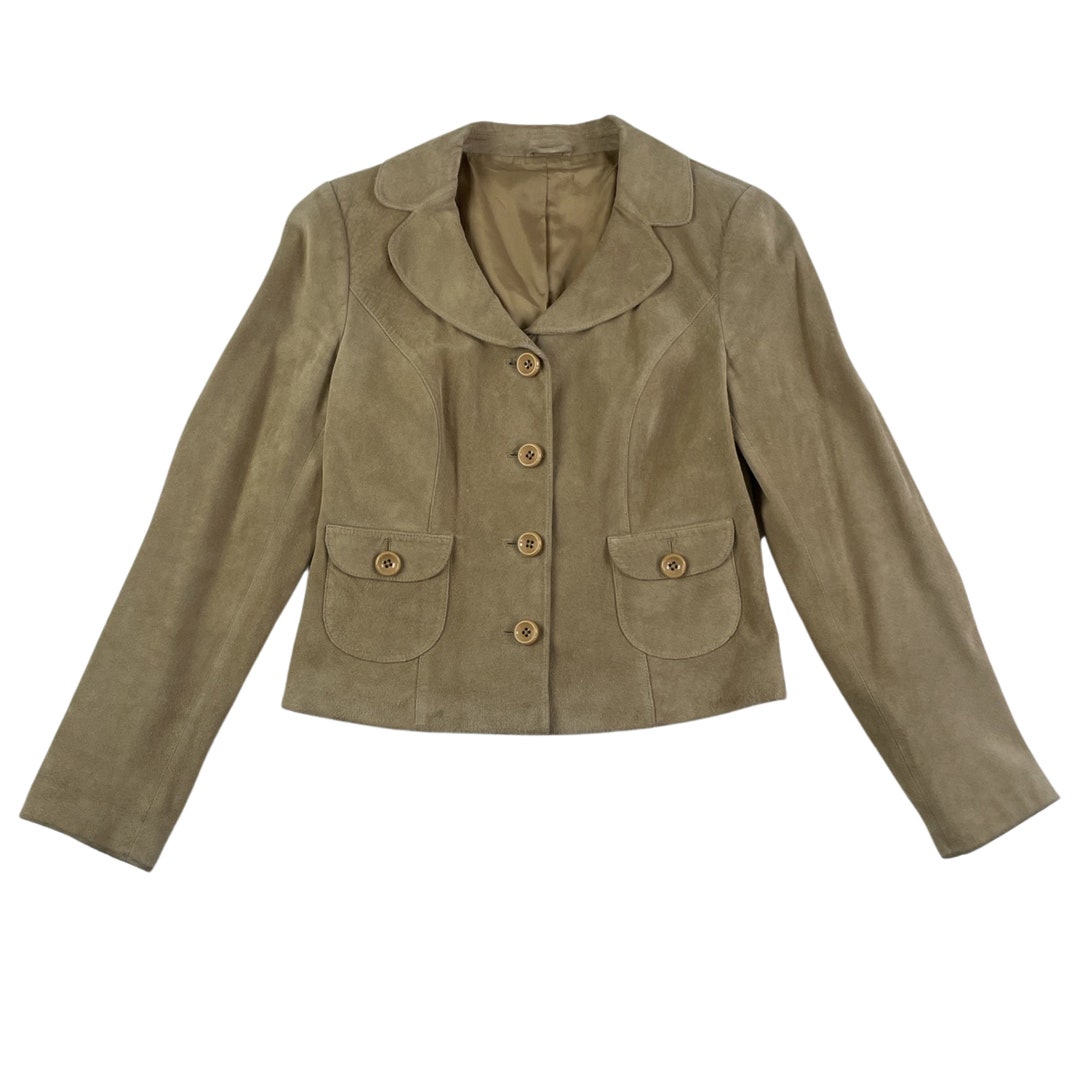 Vintage Suede Cropped Jacket Womens Size XS | 90s Beige Genuine Leather - Etsy