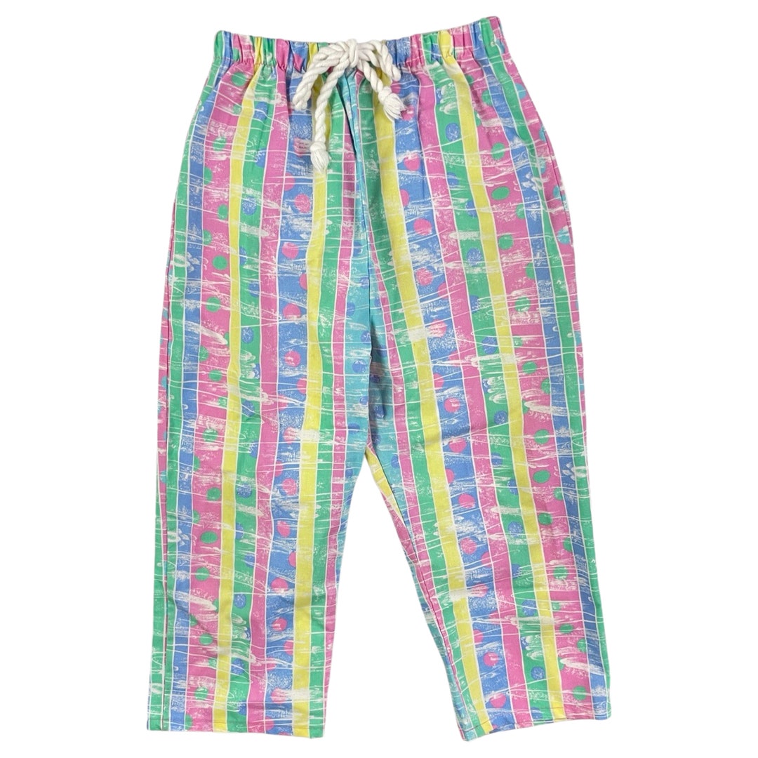 Vintage Colorful Pastel Pants Womens Size Small 1970s Striped Polka Dot ...