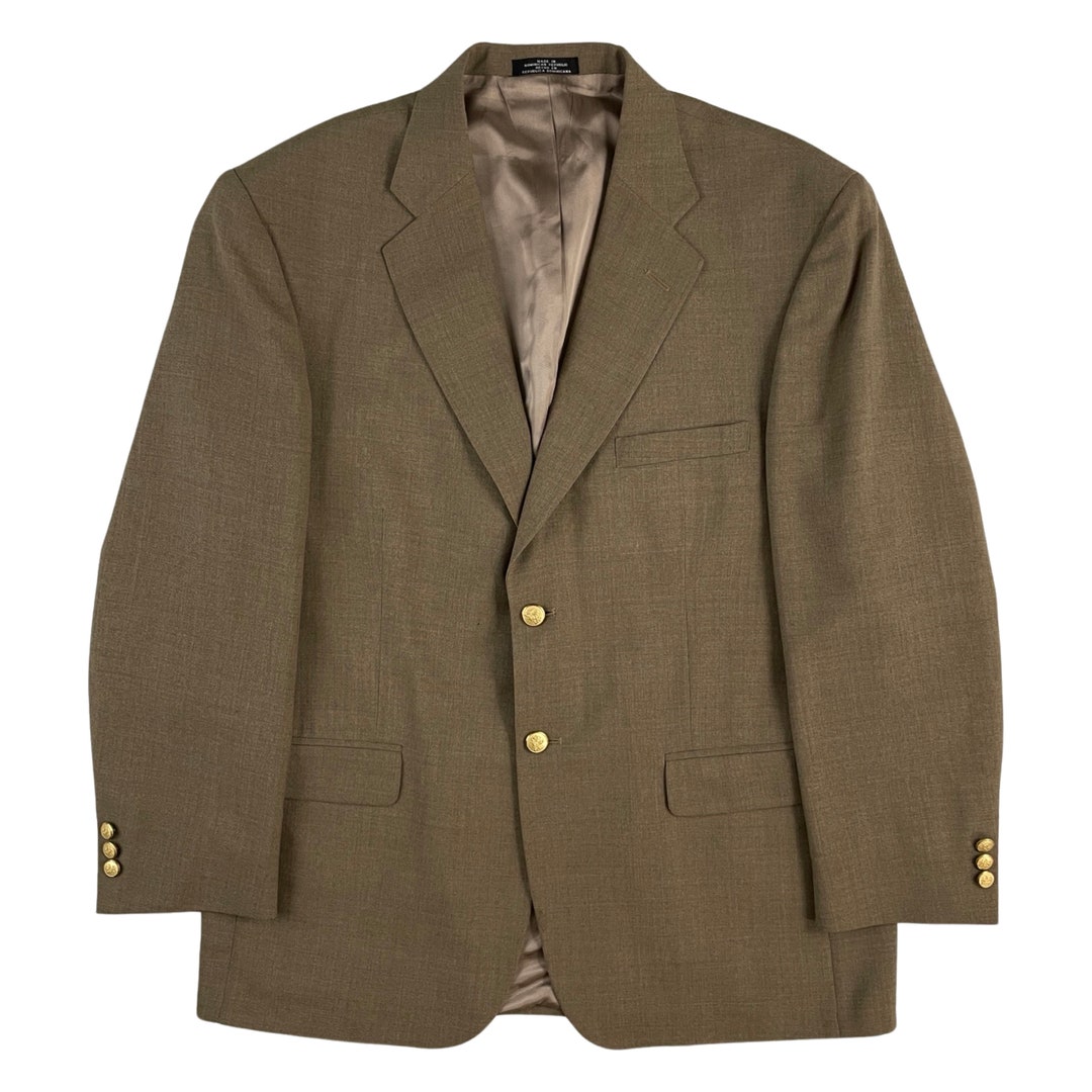 Vintage Mens Worsted Wool Blazer 90s Taupe/beige Wool Blend - Etsy