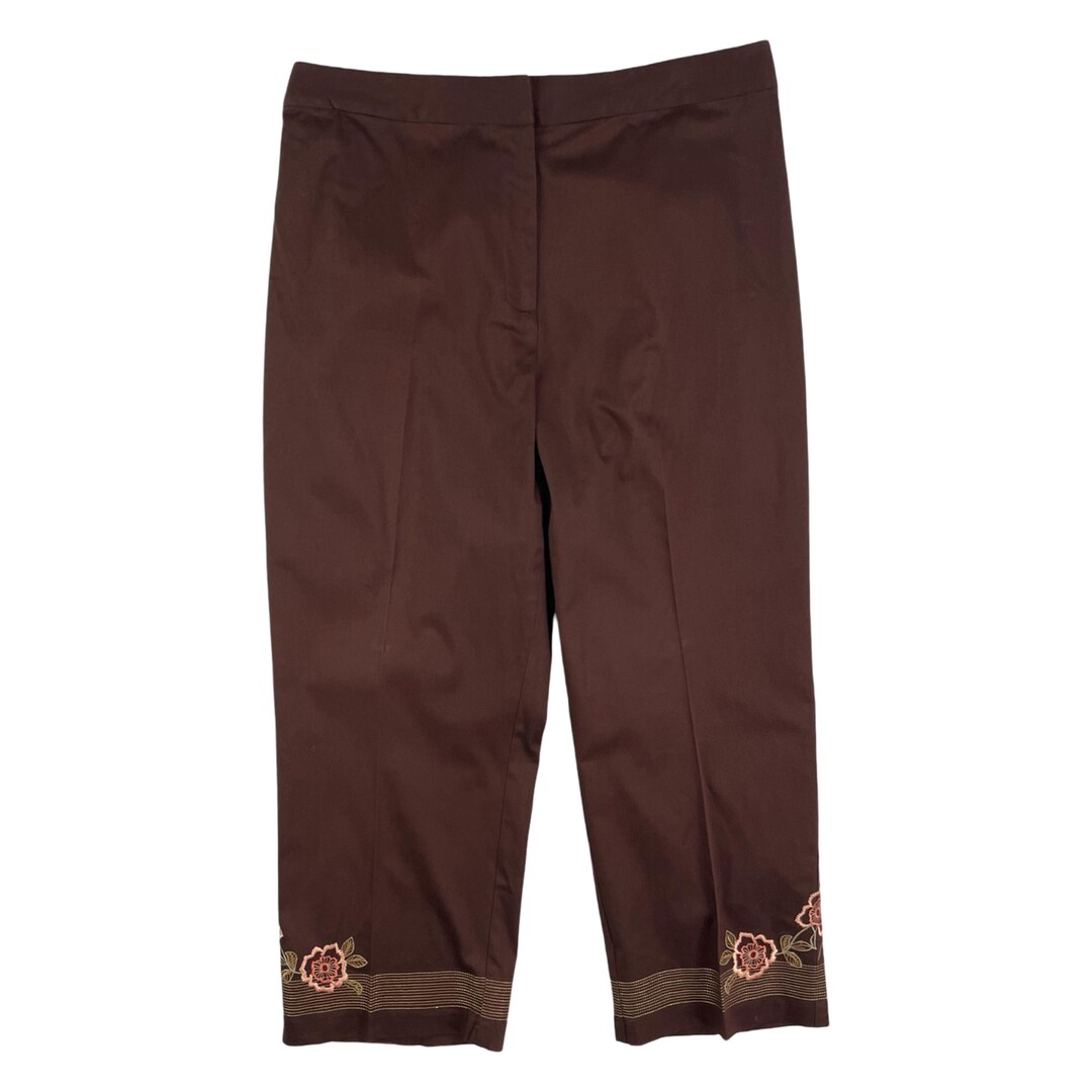 Vintage Floral Embroidered Capris Womens Size Medium | 30" Waist ...