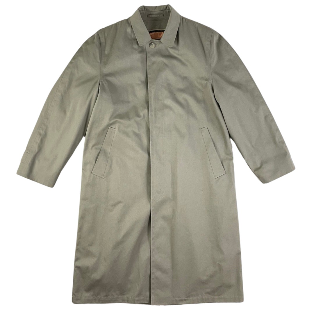 Vintage Mens Khaki Overcoat Size Medium (42L) | 90s Twill Coat With ...