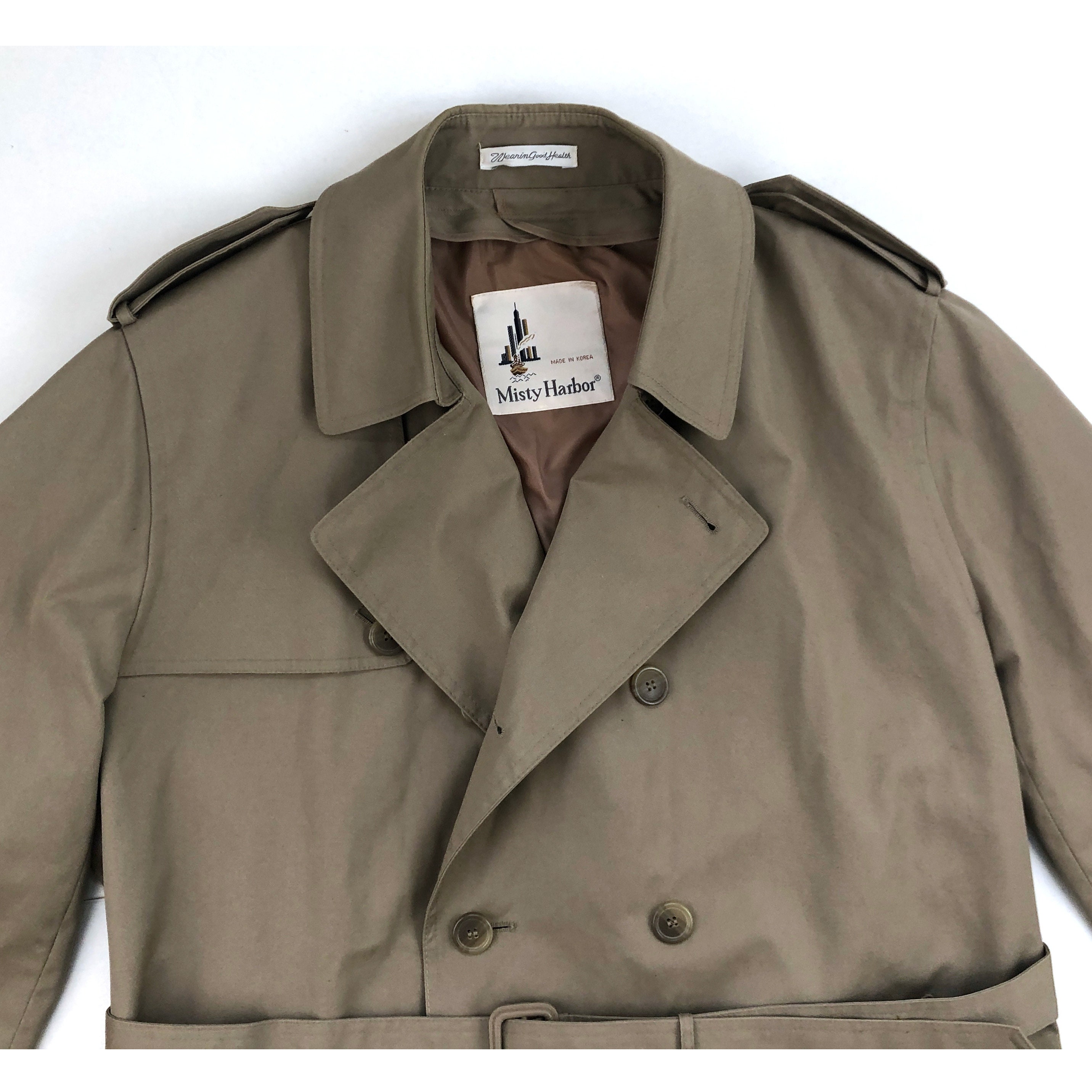 Vintage Mens Rain Trench Coat | 90s Water Resistant Double Breasted ...