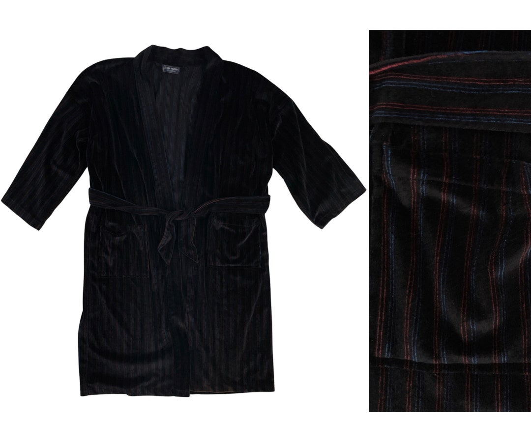 Vintage Mens Velour Bathrobe Size Small/medium/large 1970s Striped ...
