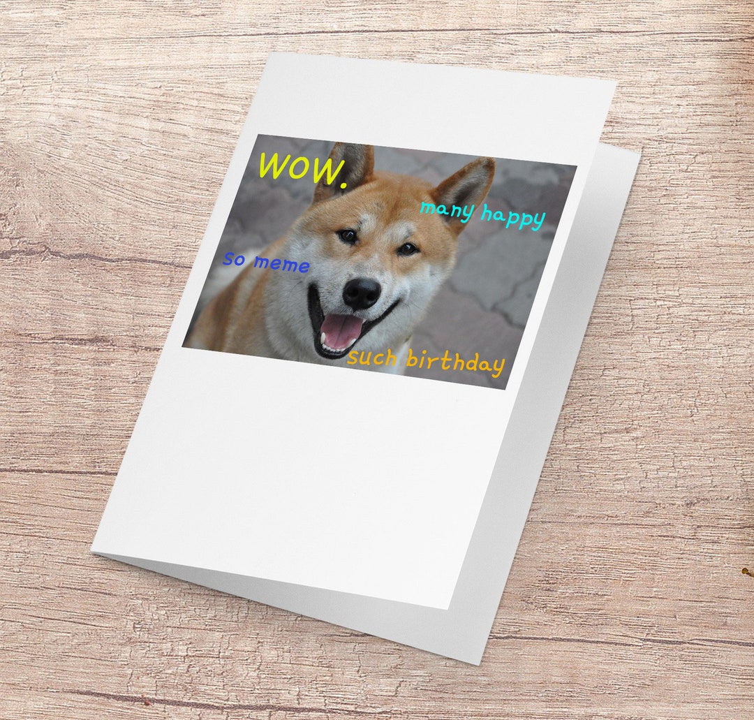Wow! Many Happy, Very Birthday Card, Doge Meme, Funny Birthday Card ...