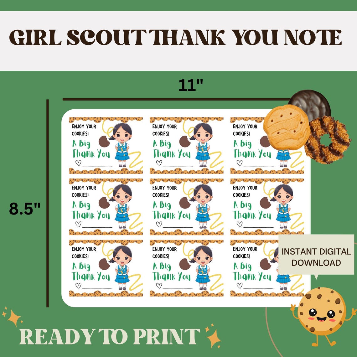 Daisy Girl Scout Cookie Thank You Note | Girl Scout Cookie Digital ...