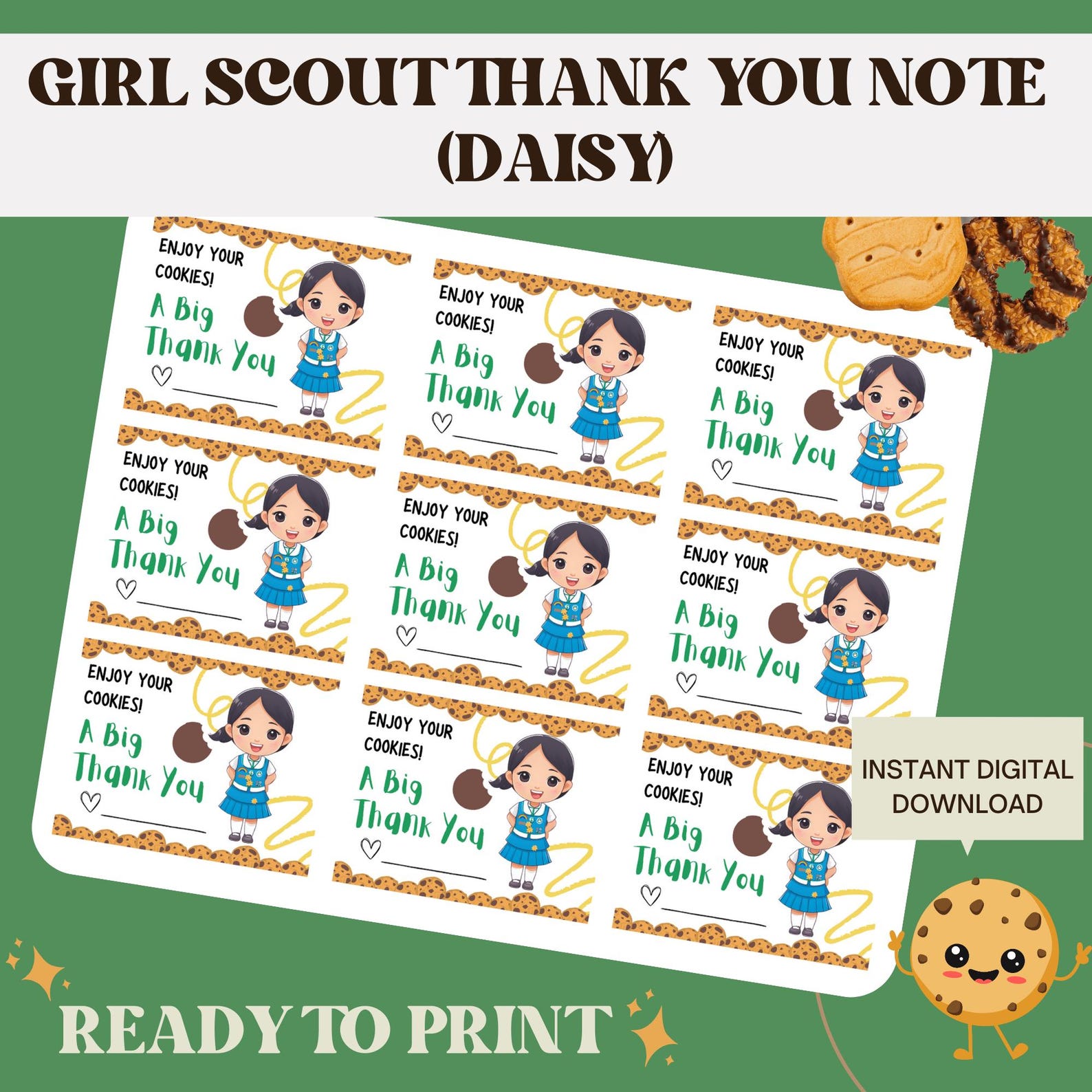 Daisy Girl Scout Cookie Thank You Note | Girl Scout Cookie Digital ...
