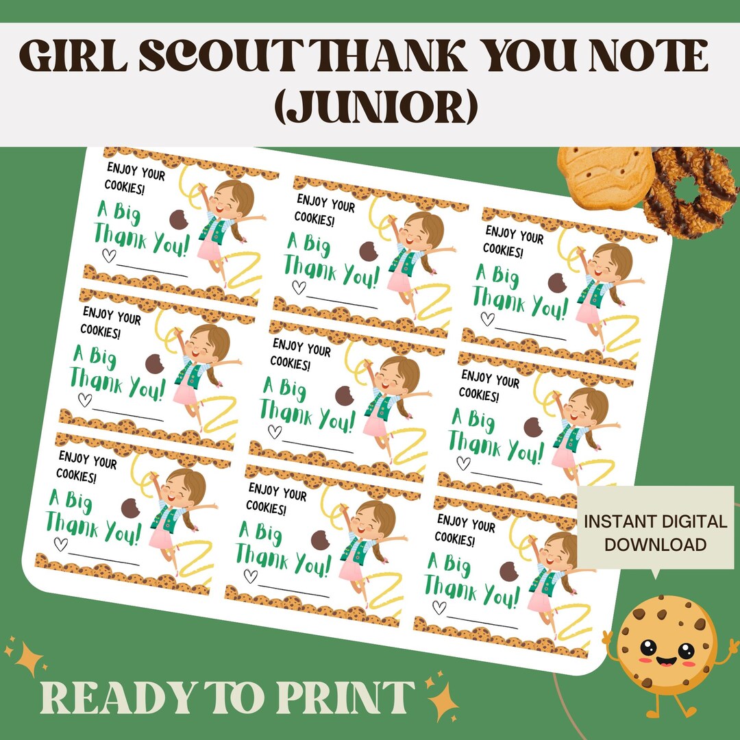 Junior Girl Scout Thank You | Girl Scout Cookie Digital Download ...