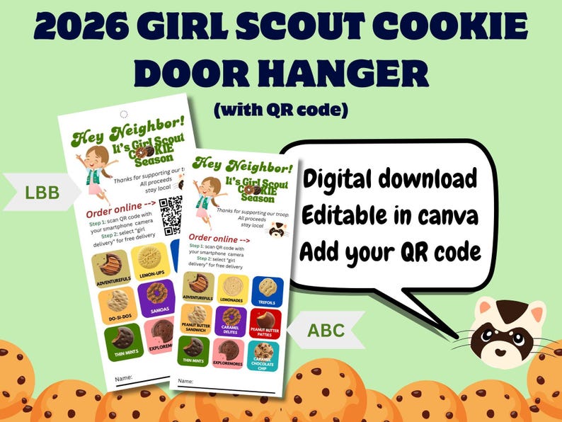 Editable Girl Scout Cookie Door Hanger 2026 – Digital Download - Etsy