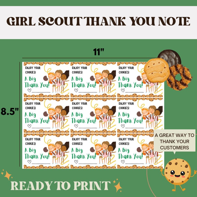 Brownie Girl Scout Cookie Thank You Note | Girl Scout Cookie Digital ...