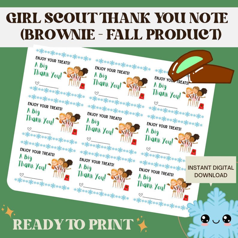 Girl Scout Fall Product Thank You Note | Girl Scout Digital Download ...