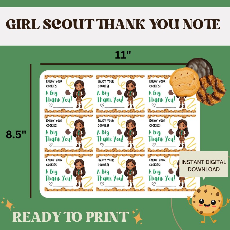 Brownie Girl Scout Cookie Thank You Note | Girl Scout Cookie Digital ...